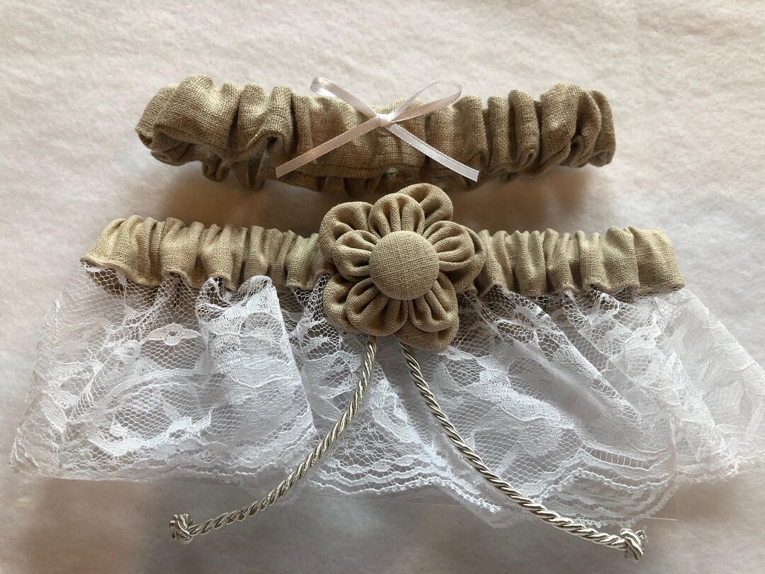 Rustic Shabby Chic Garter Set – Rustic, Western,burlap Look Lace Bridal ...