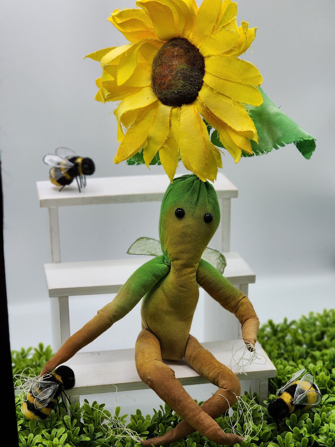 Sunflower Forest Sprite: Art Fantasy Poseable Rag Doll - Etsy