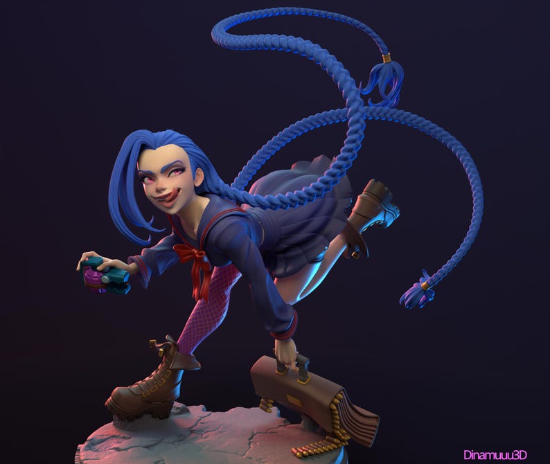 Jinx From League of Legends Schoolgirl Outfit 3D Resin Statue Part Kit ...
