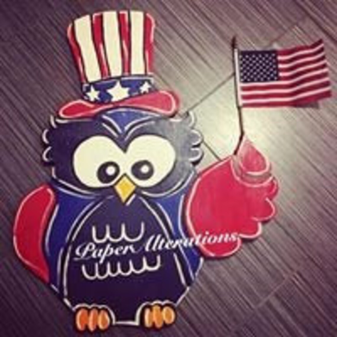 Painted - Patriotic Owl With Flag - Etsy