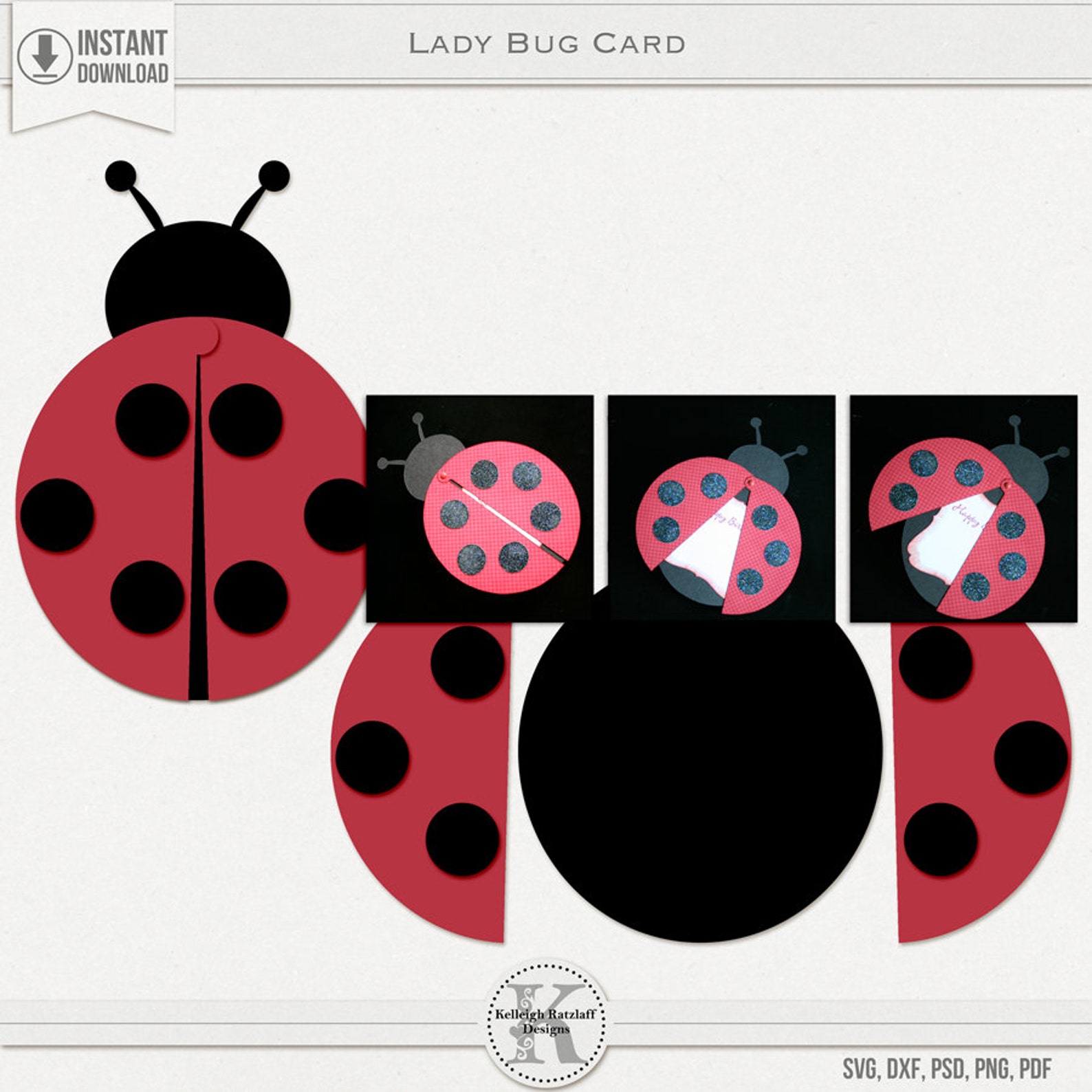Lady Bug Card SVG, PSD, PDF + - Etsy