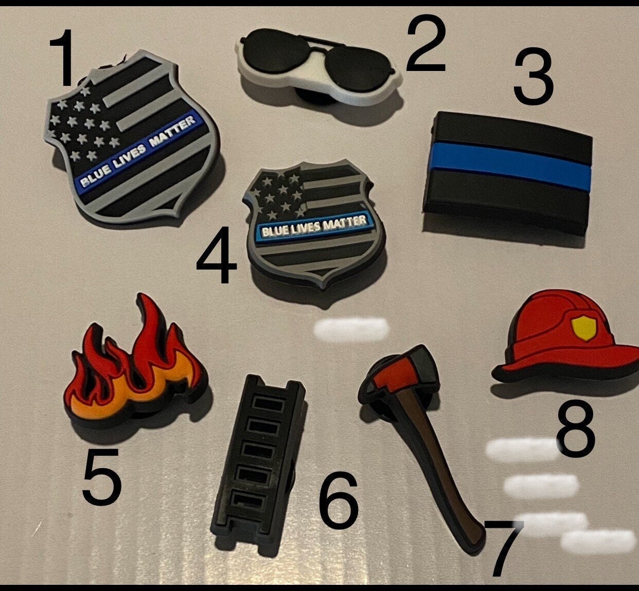 Firefighter and Police Officer Shoe Charms - Etsy