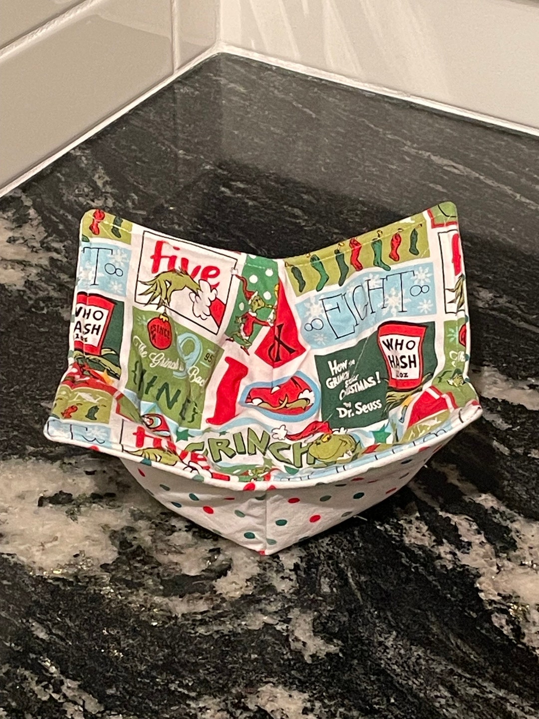 Bowl Cozy Dr Seuss the Grinch 100% Cotton Hot or Cold - Etsy