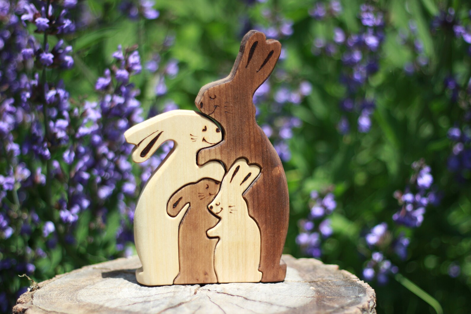 Bunny Family Wooden Puzzle, Game, Wooden Toy, Montessori Toy, Bunny ...