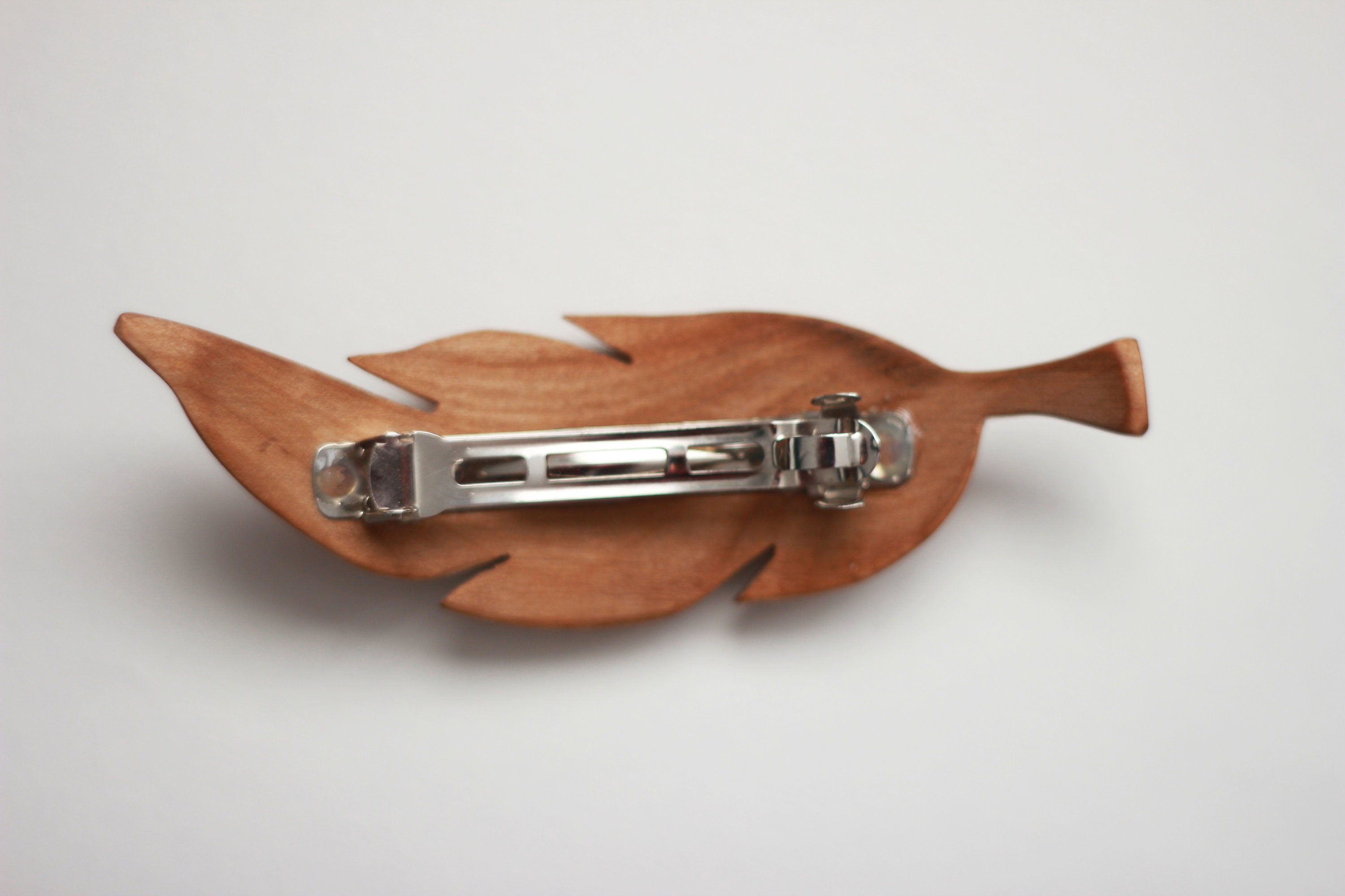 Feather Barrette Hairclip Wooden Carved Wooden Hair Clip - Etsy