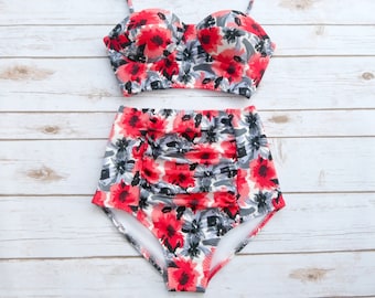 Red Poppy Bikini - Etsy