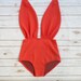 Bold Red Swimsuit Ladies Vintage Style One Piece Bathing - Etsy