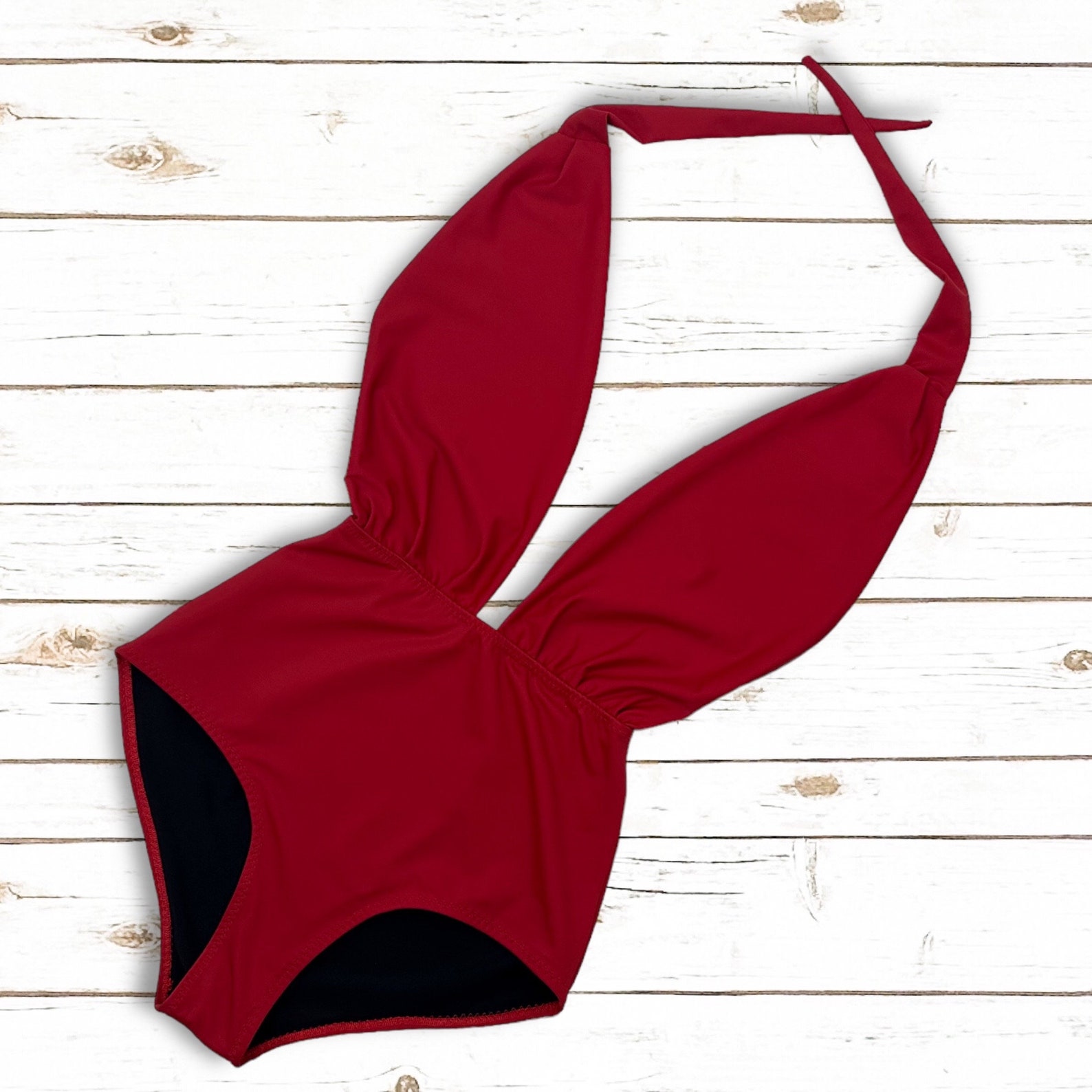 Bold Red Swimsuit - Ladies Vintage Style One Piece Bathing Suit ...