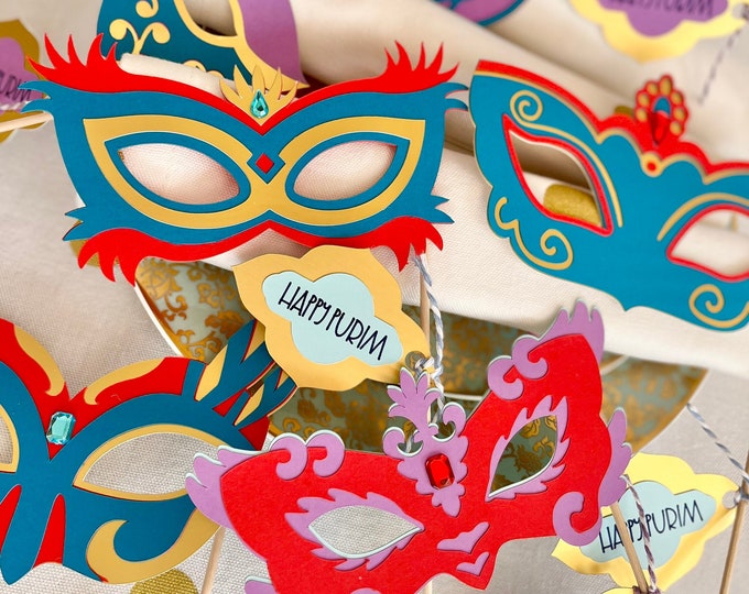 Set of 6 Purim Masks and Photo Props-purim Table Decor and Jewish ...