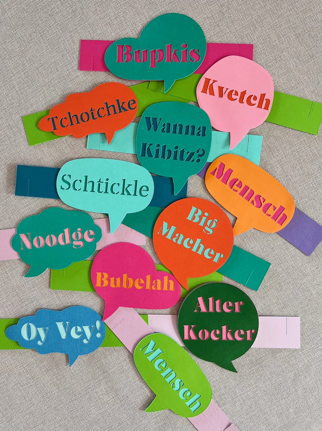 Yiddish Words Napkin Rings: Jewish Party Decor, Set of 12 - Etsy