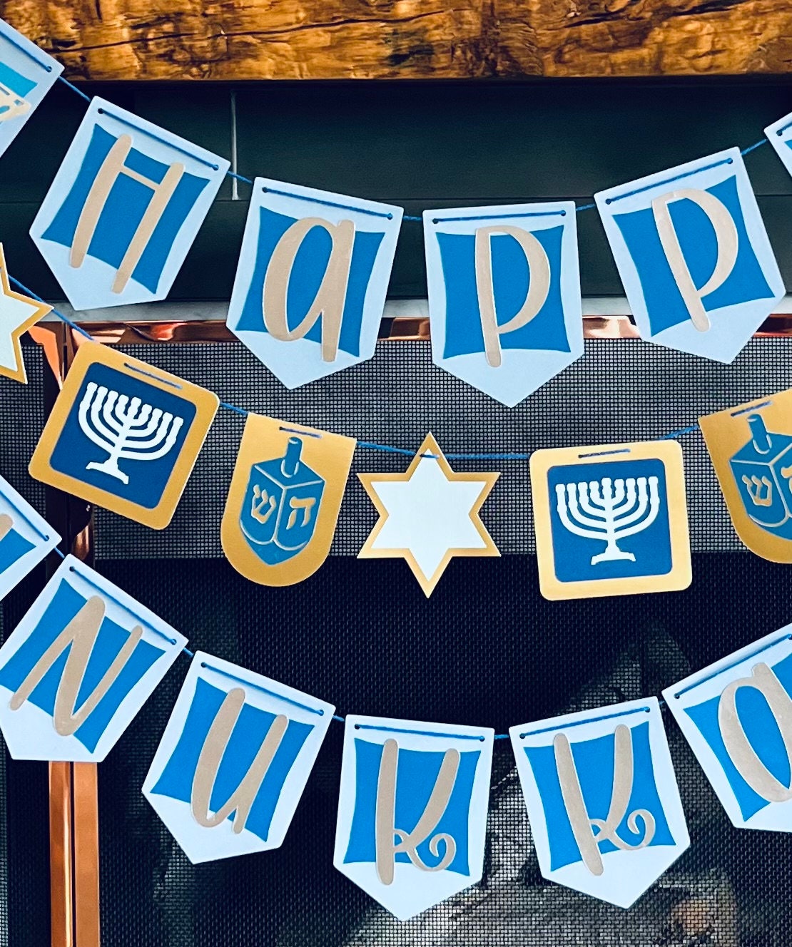 Happy Hanukkah Garland: Jewish Holiday Banner With Dreidels - Etsy