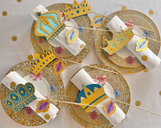 Set of 6 Crown Photo Props, Table Decor for Purim, Jewish Celebrations ...