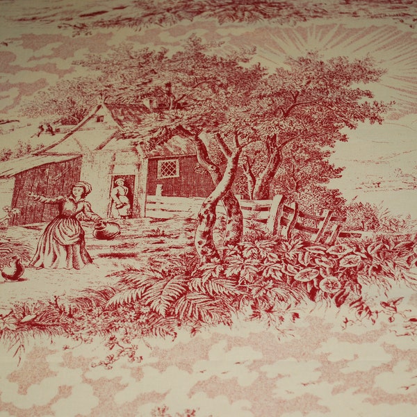 Red Toile Fabric - Etsy