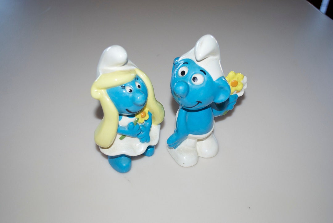The Smurfs Smurf & Smurfette Ceramic Figurines 6 Rare - Etsy