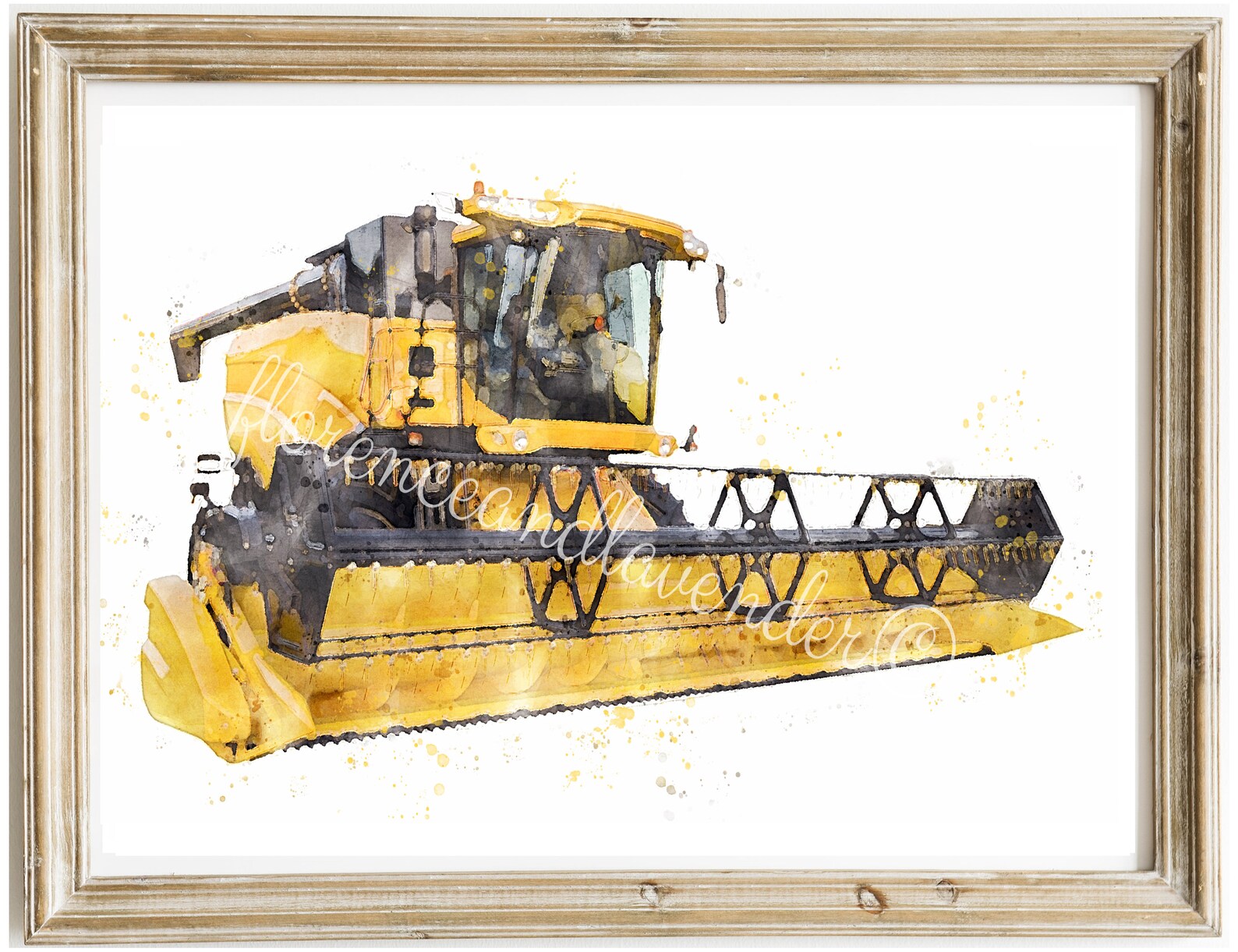 Set of watercolour tractor prints john deere tractor combine | Etsy