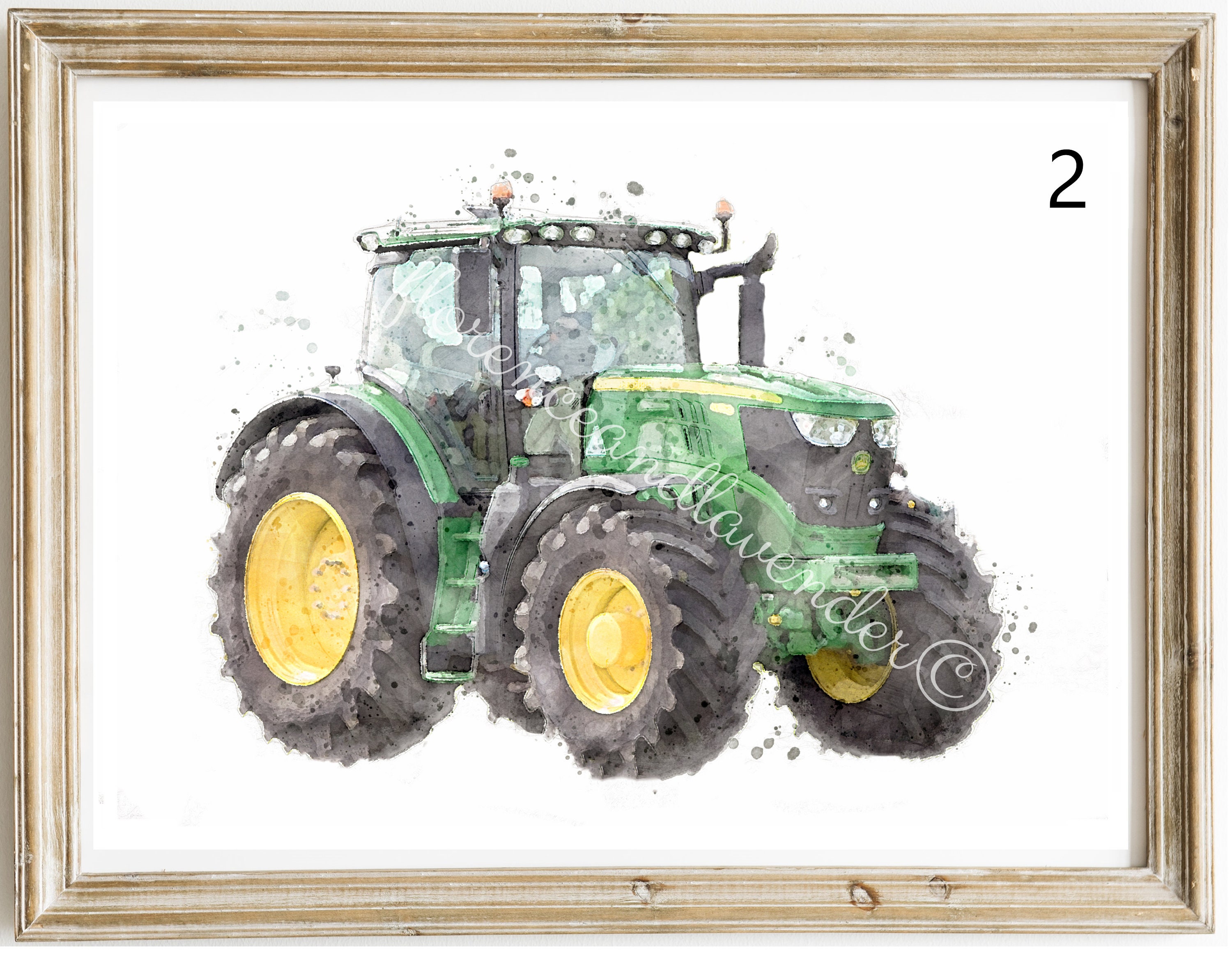 Set of watercolour tractor prints john deere tractor combine | Etsy