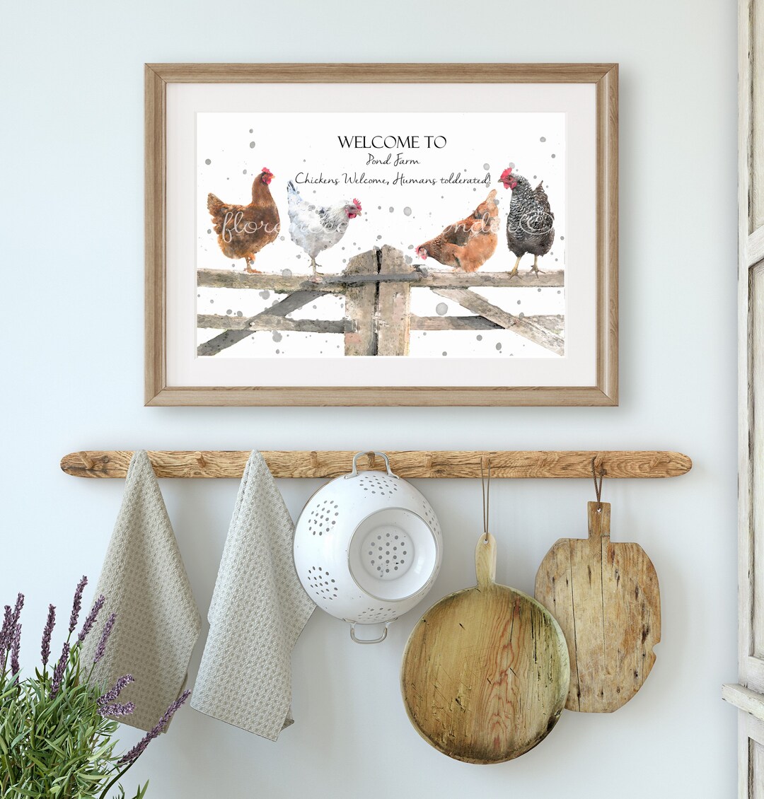 Personalised Home Print, Housewarming Gift, Watercolour Chicken Print ...