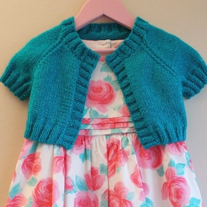 Turquoise Sparkle Girls Shrug Knitting Pattern - Etsy