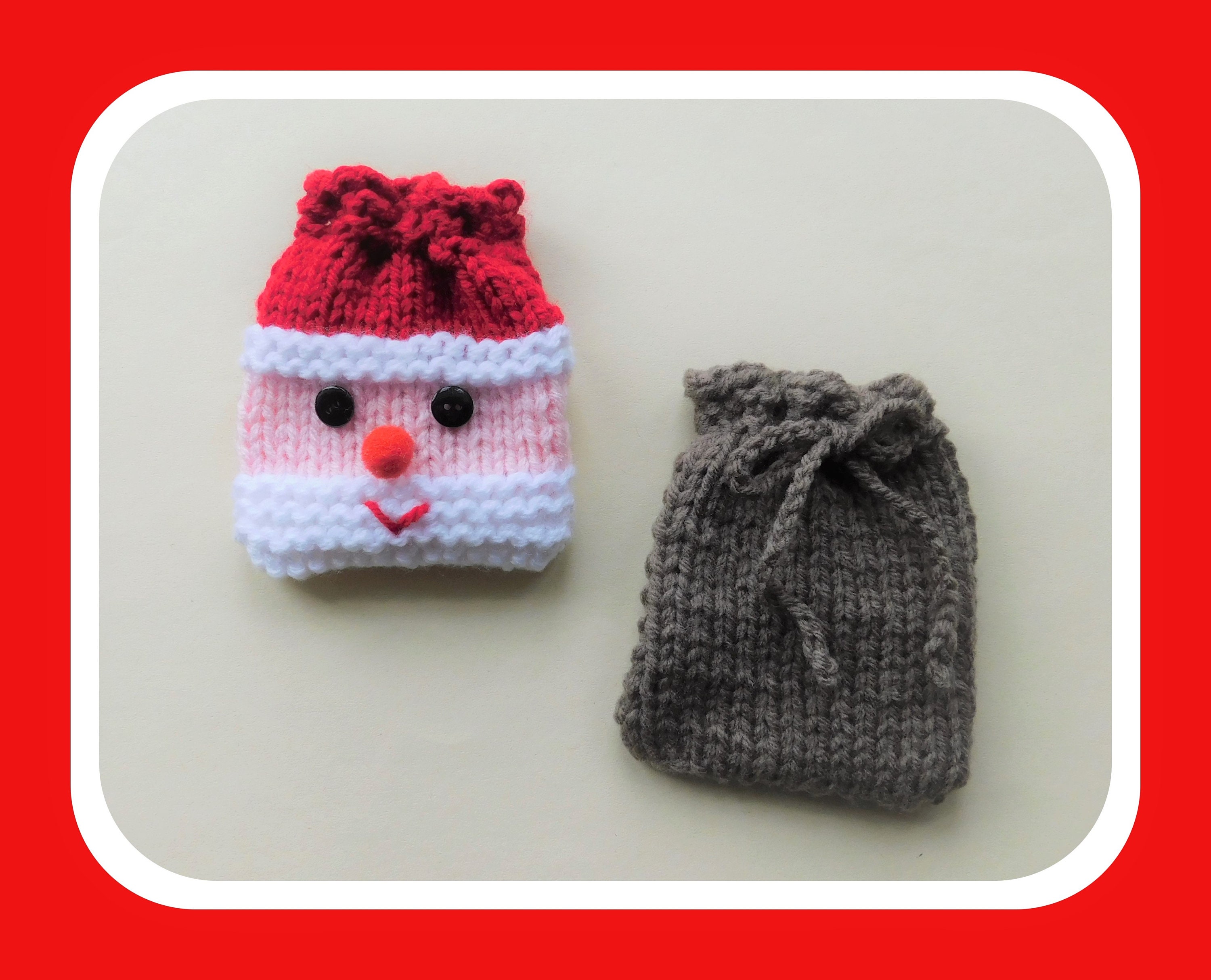 Santa and His Sack Gift Bags Knitting Pattern - Etsy