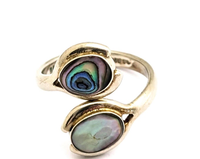 Abalone Sterling Silver Shell Bypass Wrap Ring Size 7, Sterling Silver ...