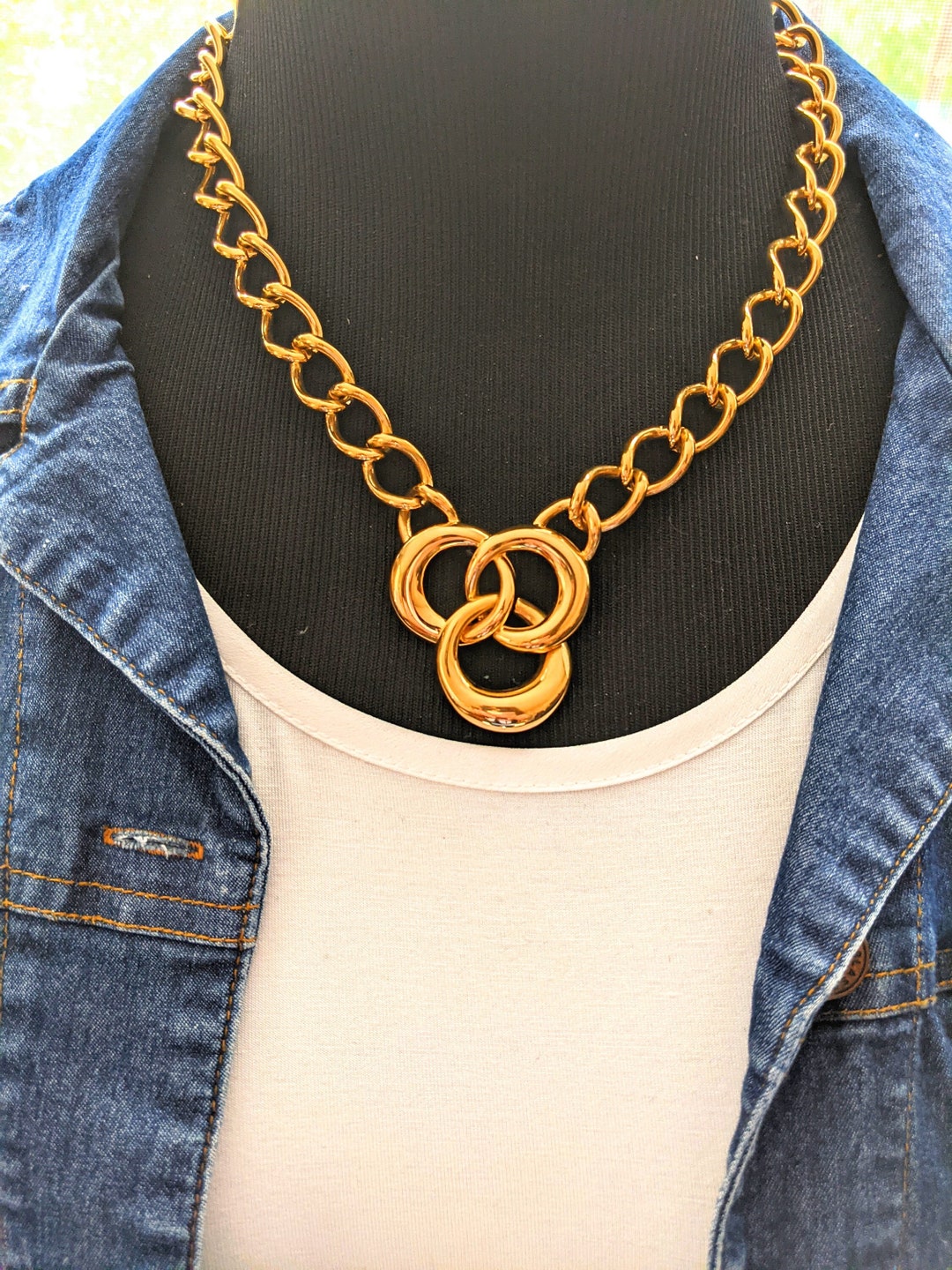 Napier Patent Pend Gold Tone Link Chain Necklace, Napier Gold Tone ...