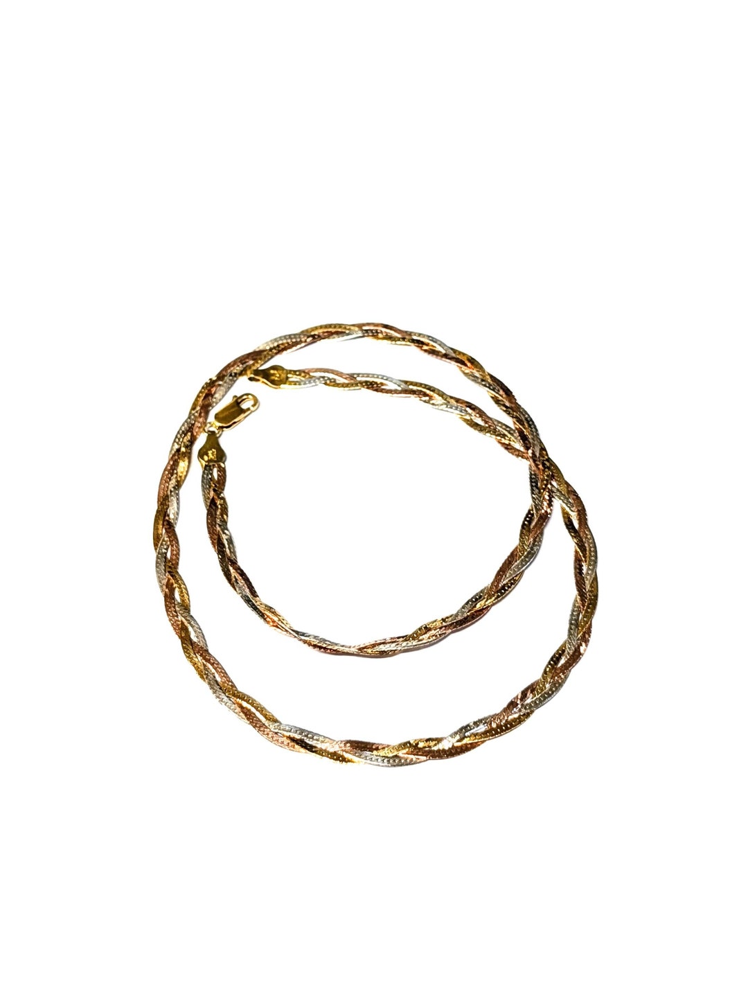 Sterling Silver Tri Color Three Strand Braided Chain, Three Color ...
