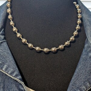 Large Silver Ball Mens Beaded Chain, Vintage 1990s Large Silver Bead ...