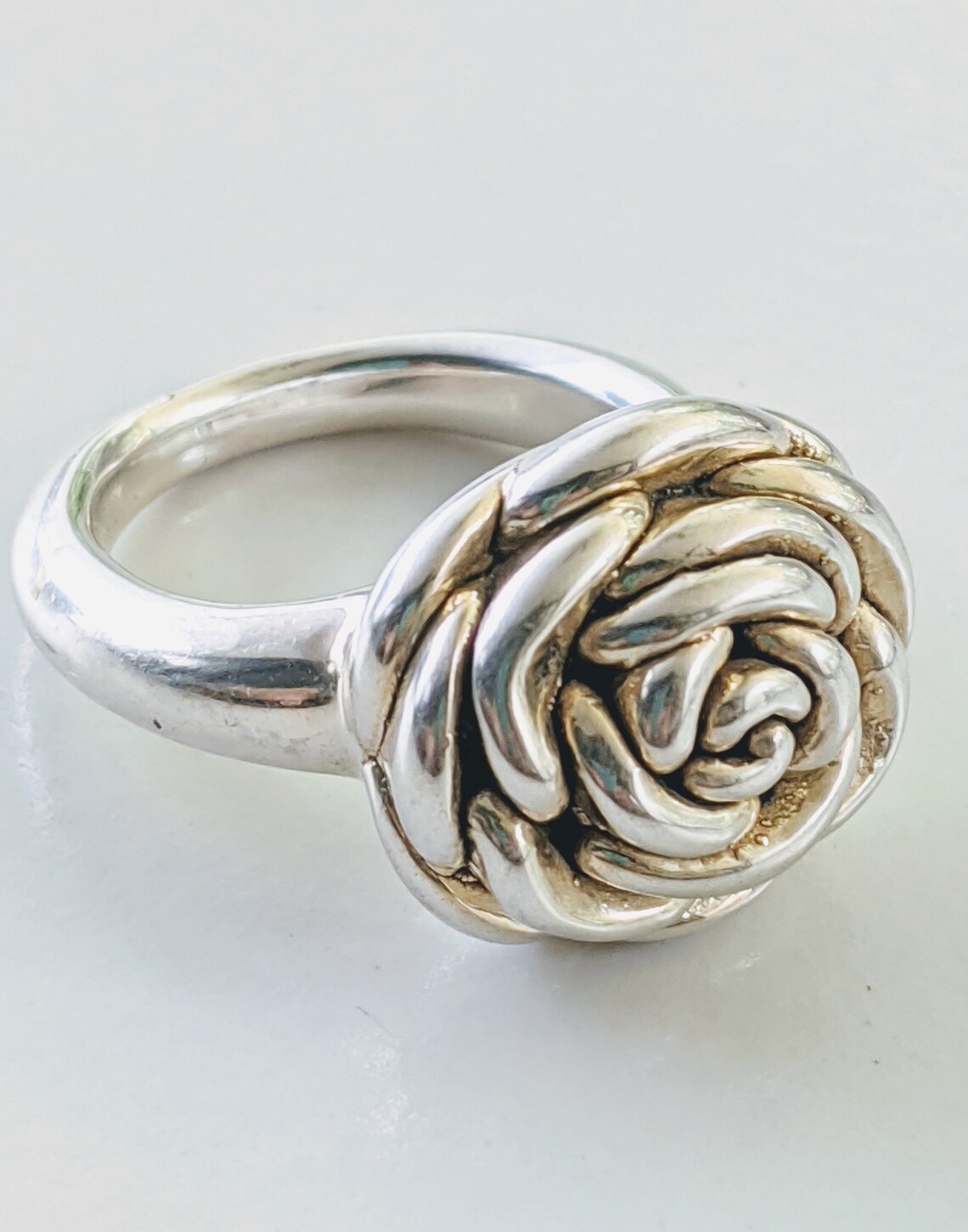 Size 6 Sterling Silver Large Rose Ring Large Floral Statement | Etsy