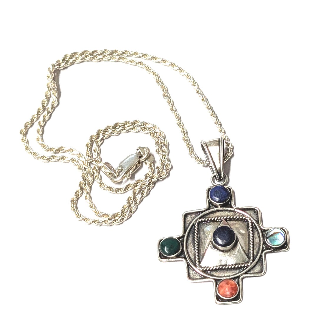Vintage Peruvian Inca Sterling Silver Necklace, Handmade Sterling ...