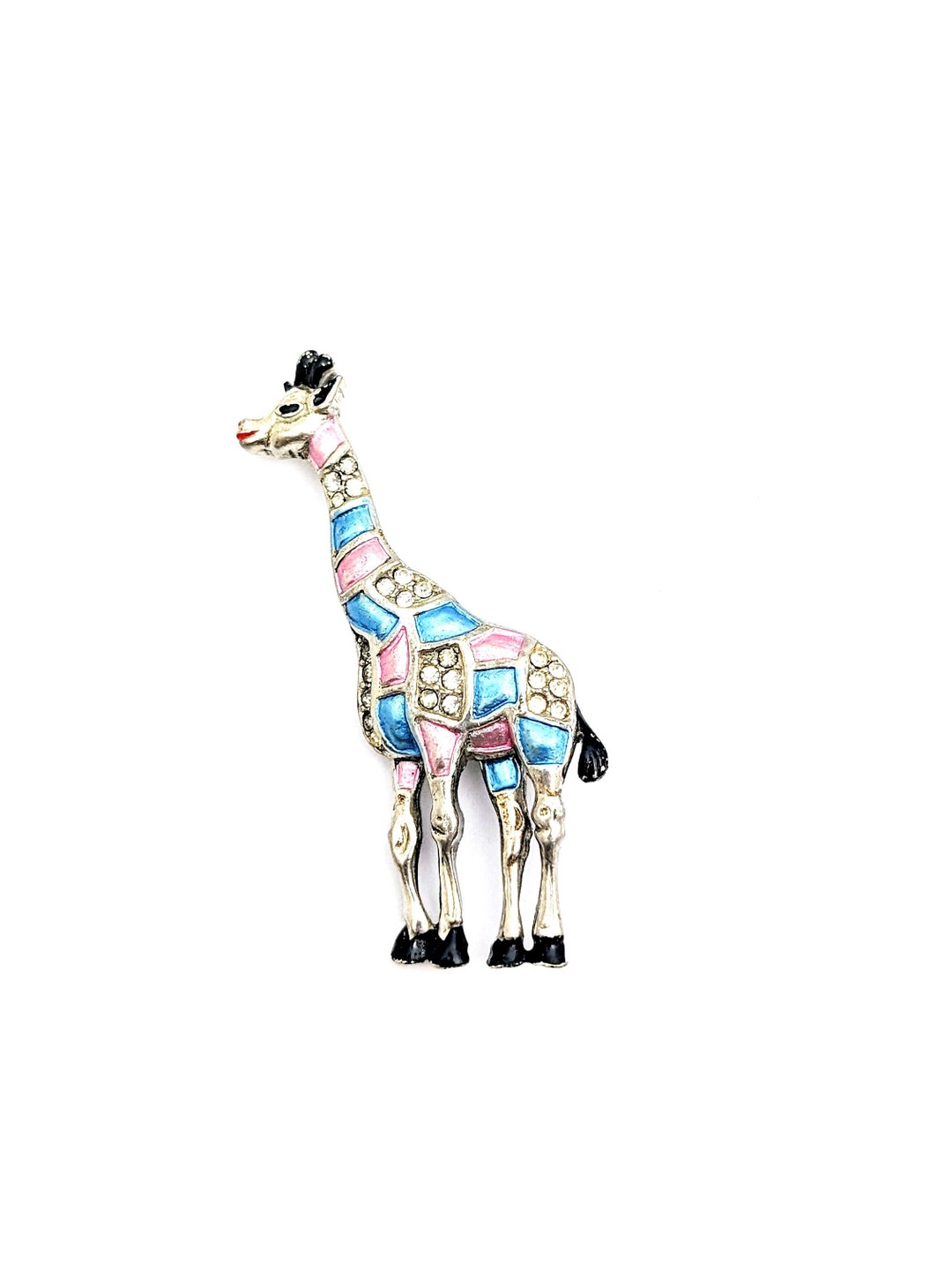 Vintage Enamel Giraffe Rhinestone Pin Brooch, Vintage Large Enamel ...