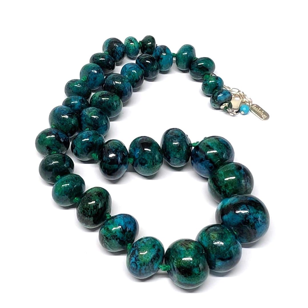 Rare Azurite Chrysocolla Malachite Bead Necklace, Blue and Green ...