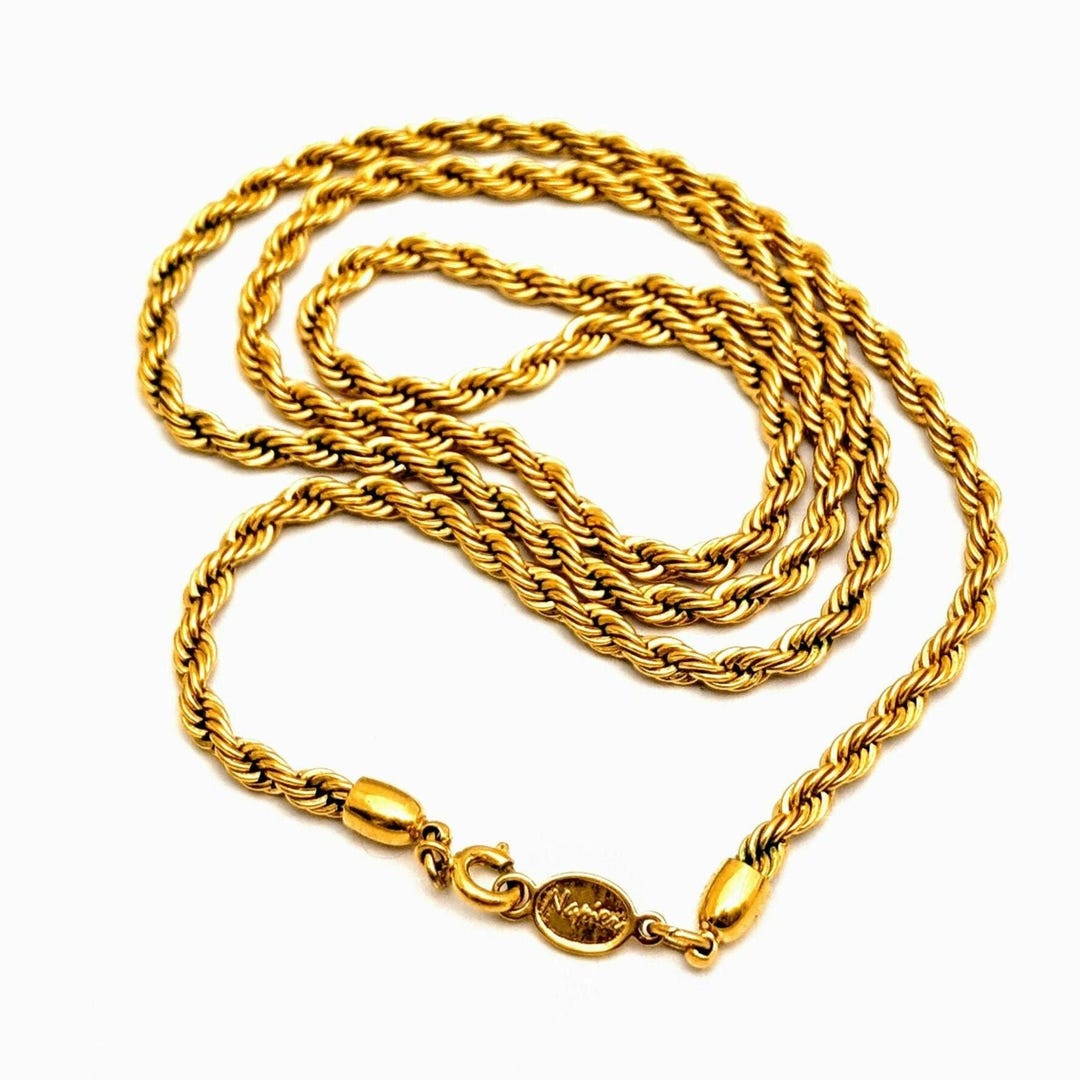 Napier Long Gold Tone Twisted Rope Ladies Chain, Ladies 24 Inch Long ...