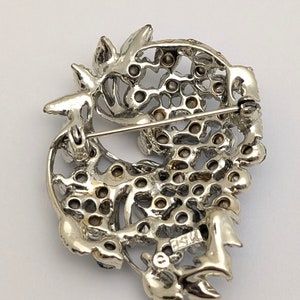 Vintage BSK Silver Tone Blue Aurora Borealis Rhinestone Brooch, AB Blue ...