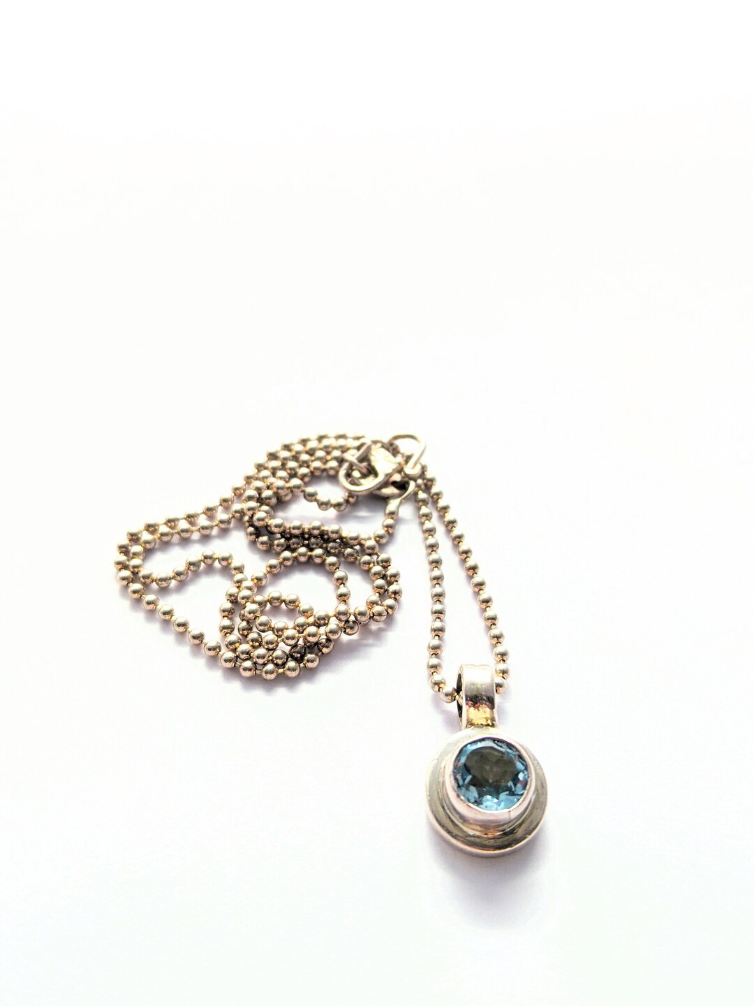 Sterling Silver Blue Stone Pendant Necklace, Small Round Blue Pendant ...