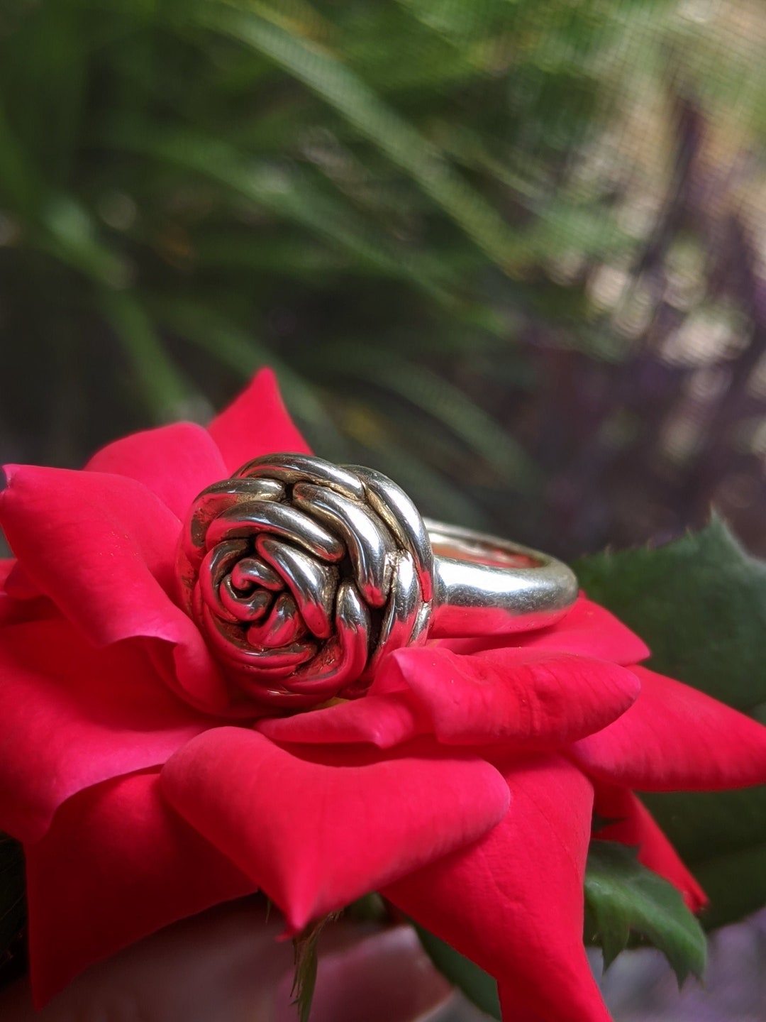 Size 6 Sterling Silver Large Rose Ring Large Floral Statement - Etsy