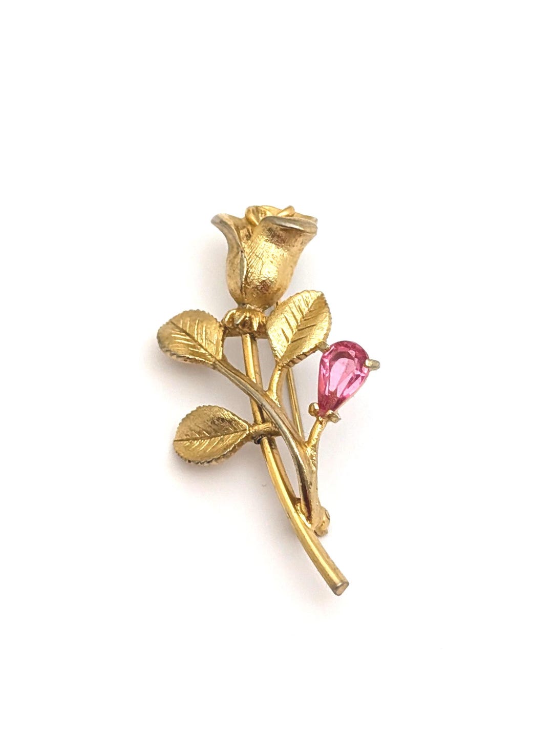 Vintage Avon Rose Flower Pink Rhinestone Brooch Pin Gold Tone, Pink ...