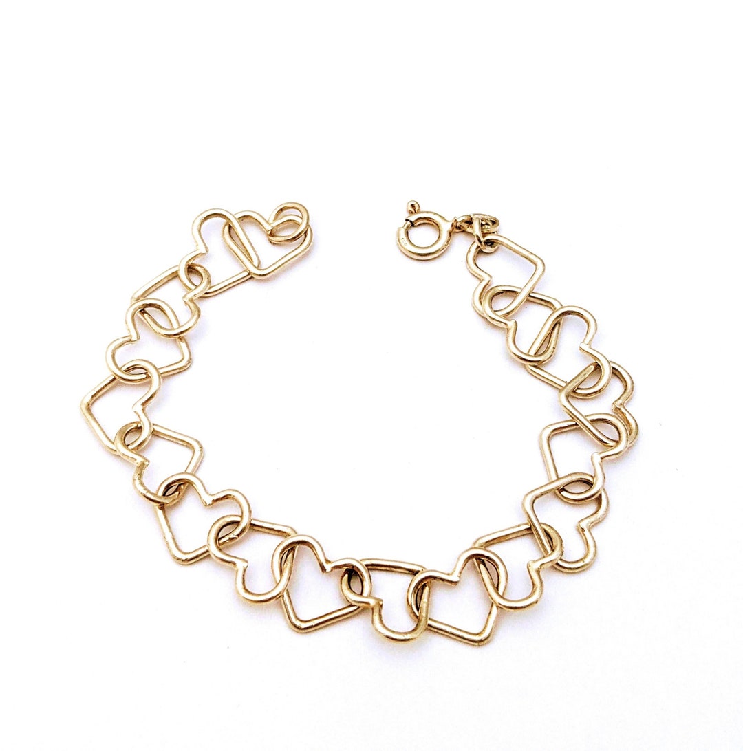 Sterling Silver Open Heart Link Bracelet, Cute Sterling Silver Heart ...