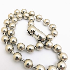 Large Silver Ball Mens Beaded Chain, Vintage 1990s Large Silver Bead ...