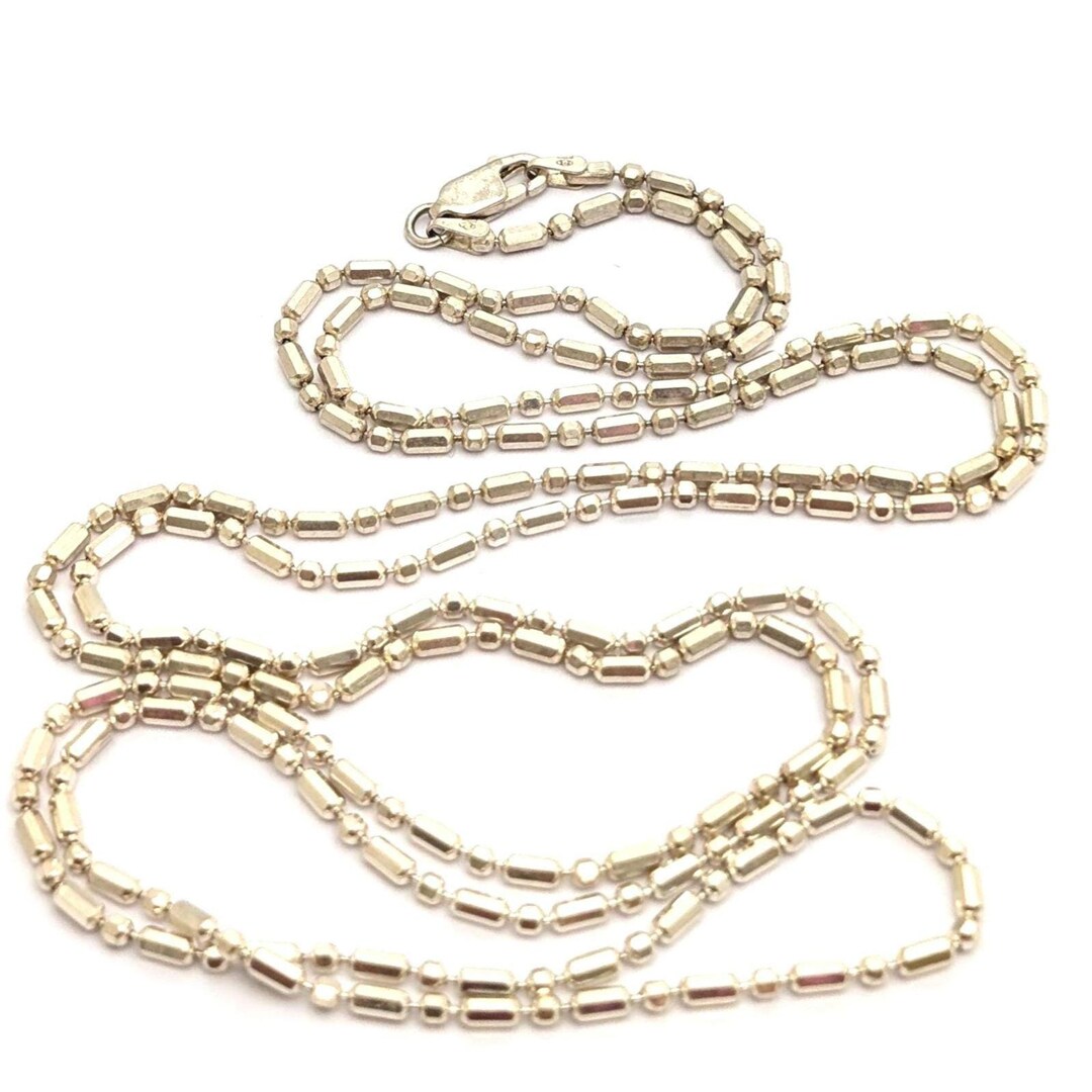 Long Sterling Silver Chain Necklace, 925 Milor Made in Italy, Dot and ...