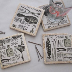 Vintage French Hair Salon Coasters - Set of 4 - Vintage Coasters ...