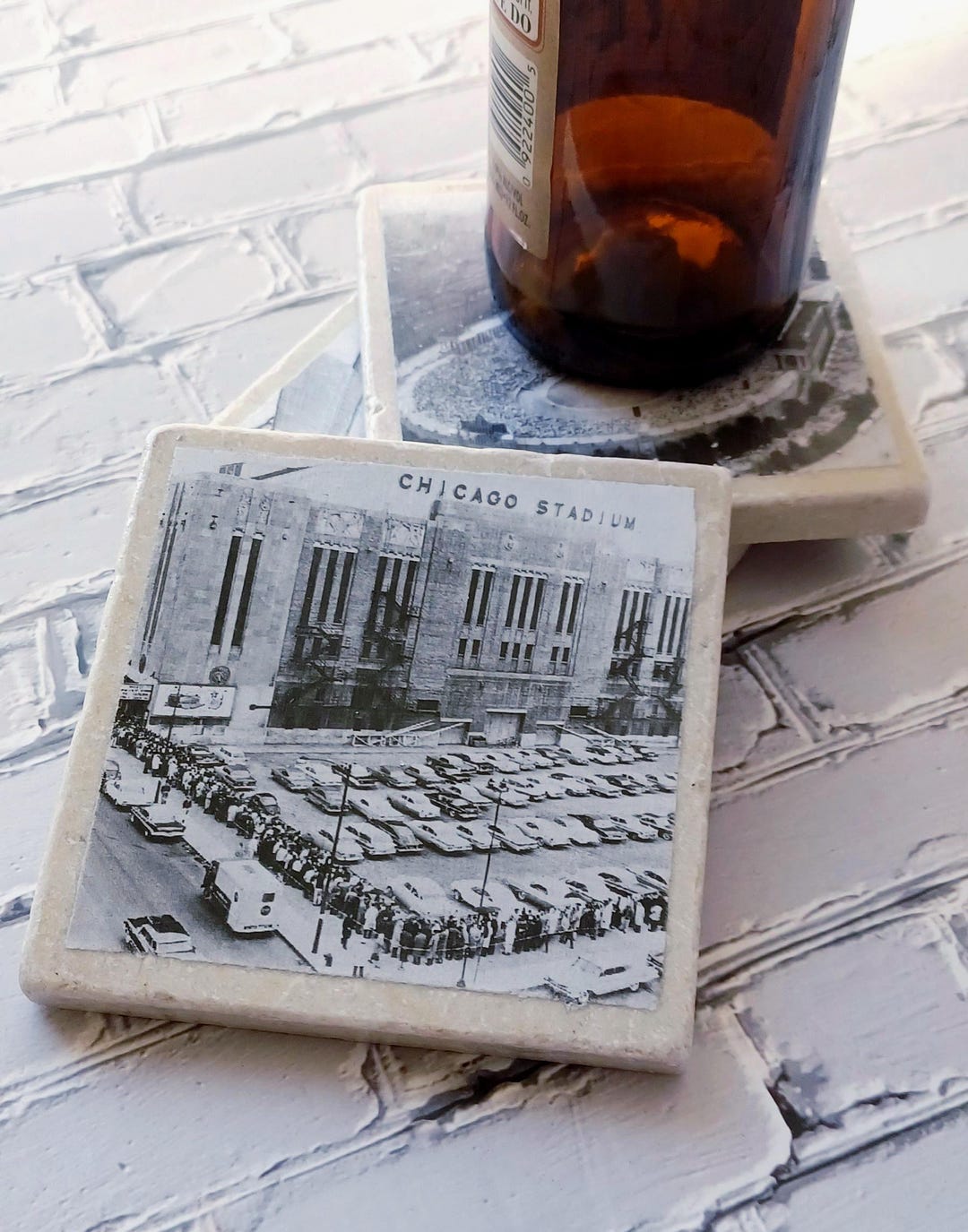 Vintage Chicago Stadiums Marble Coaster Set: Sports Memorabilia - Etsy