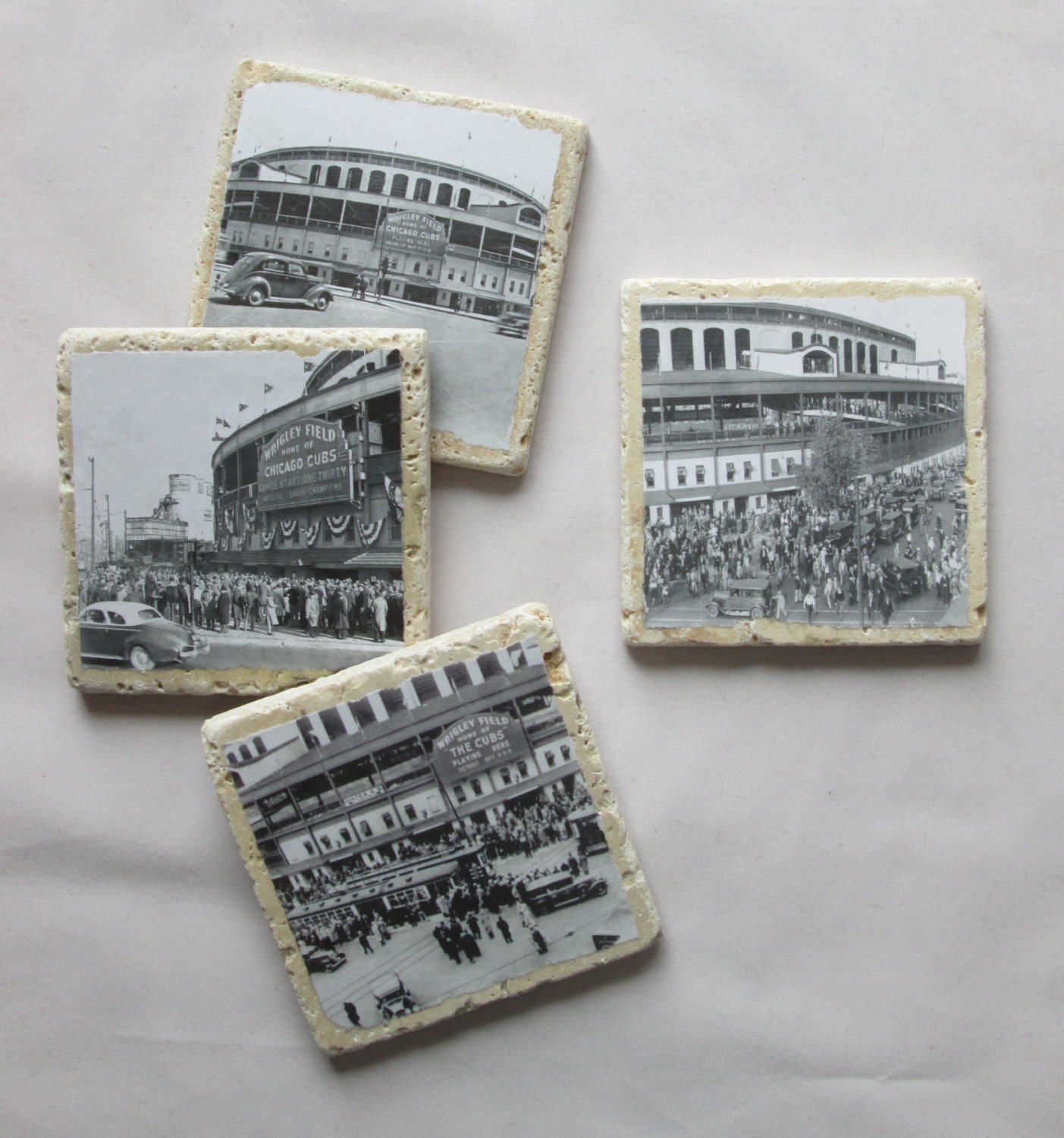 Vintage Wrigley Field Coasters Set of 4 Chicago Cubs - Etsy