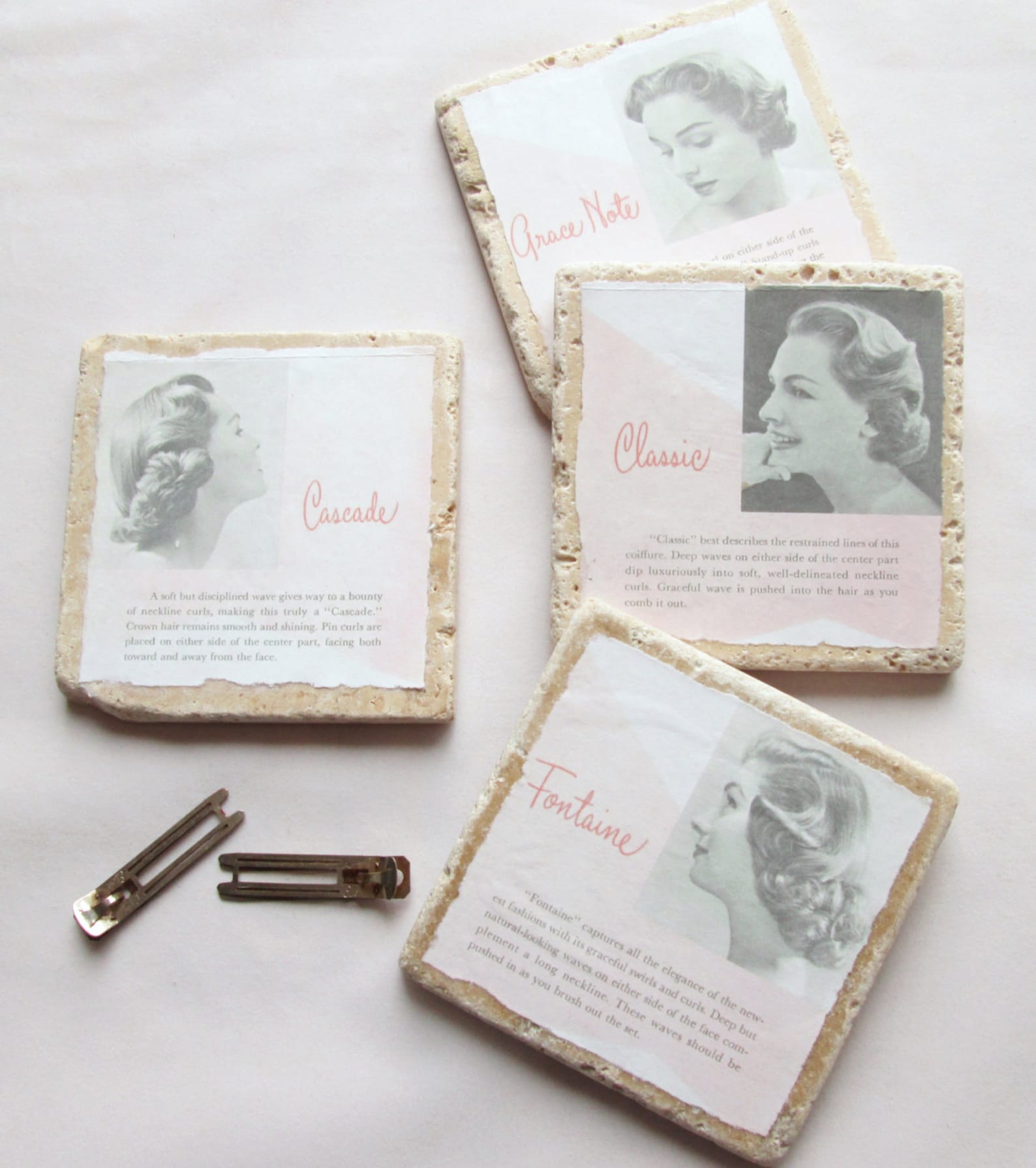 Vintage Hair Salon Coasters Set of 4 Barber Shop Decor - Etsy