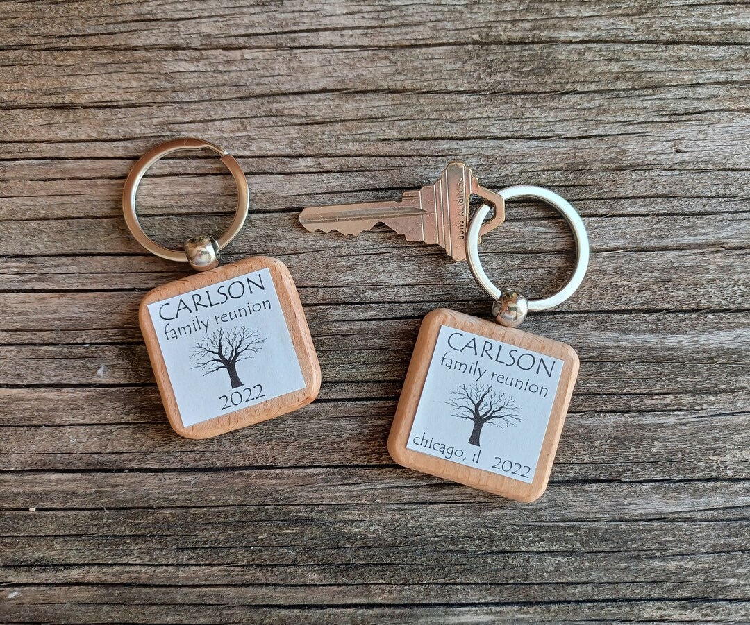 Family Reunion Keychain Wooden Keychain Square Keyring - Etsy