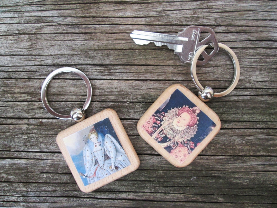 Queen Elizabeth I Wooden Keychain Wooden Keyring Square - Etsy