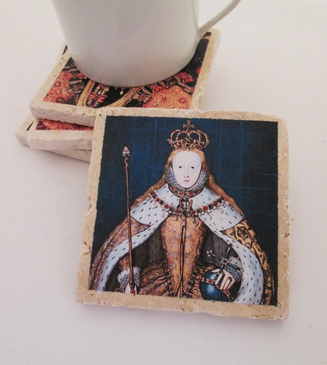 Queen Elizabeth I Coasters -set of 4- Elizabethan Era, Queen of England ...