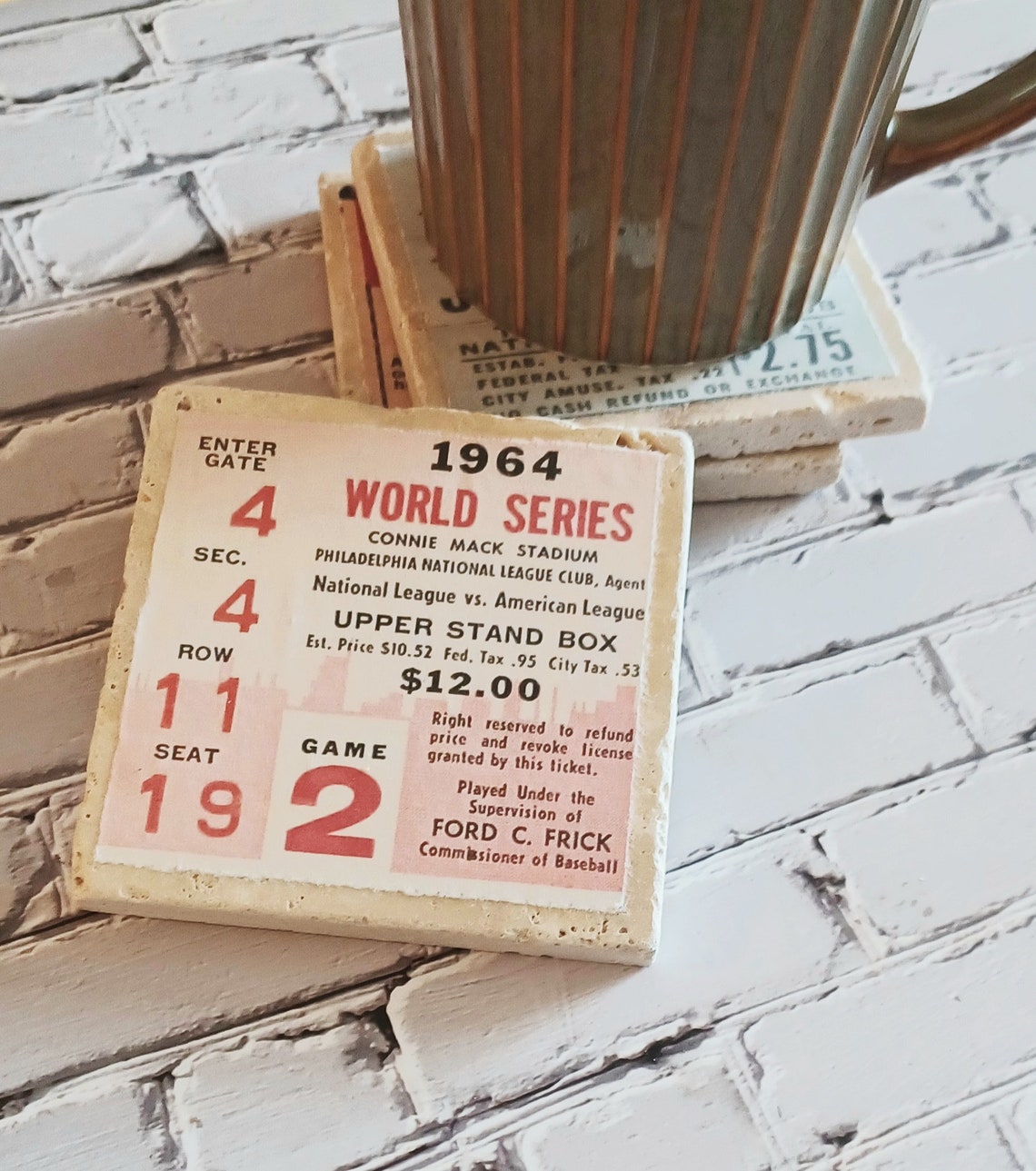 Phillies Ticket Stub Coasters: Vintage Connie Mack Stadium, Marble ...