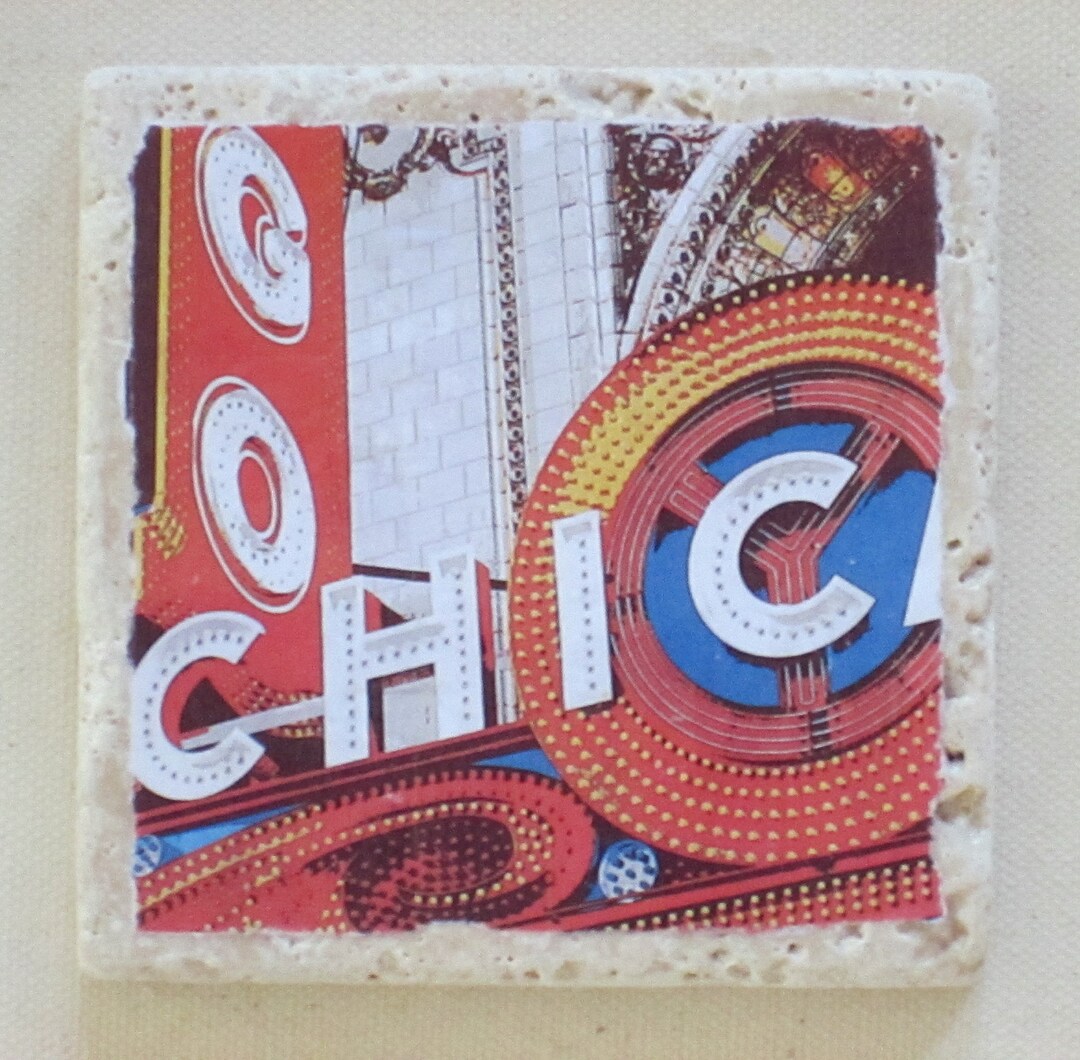 Chicago Landmark Coasters-set of 4-chicago Theater, Sears Tower, Art ...