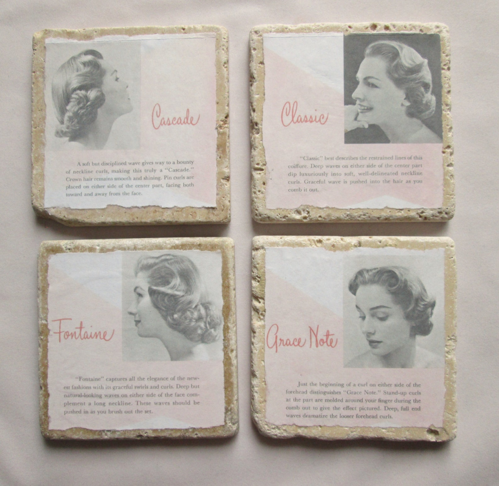 Vintage Hair Salon Coasters Set of 4 Barber Shop Decor - Etsy