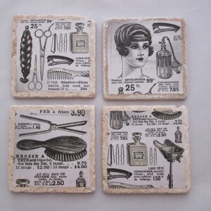 Vintage French Hair Salon Coasters - Set of 4 - Vintage Coasters ...